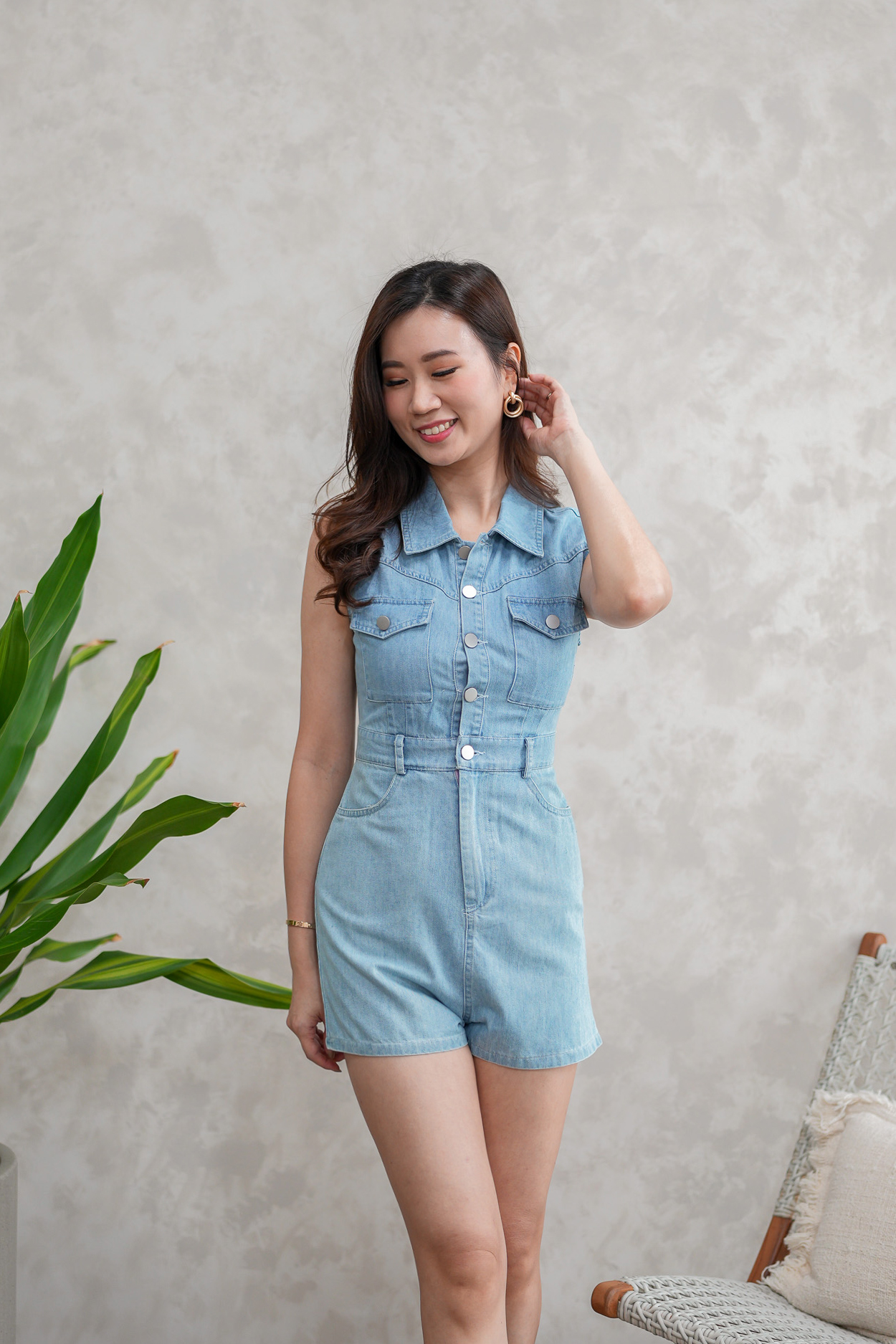 Addy Denim Romper In Light Wash | Wardrobe of Joy