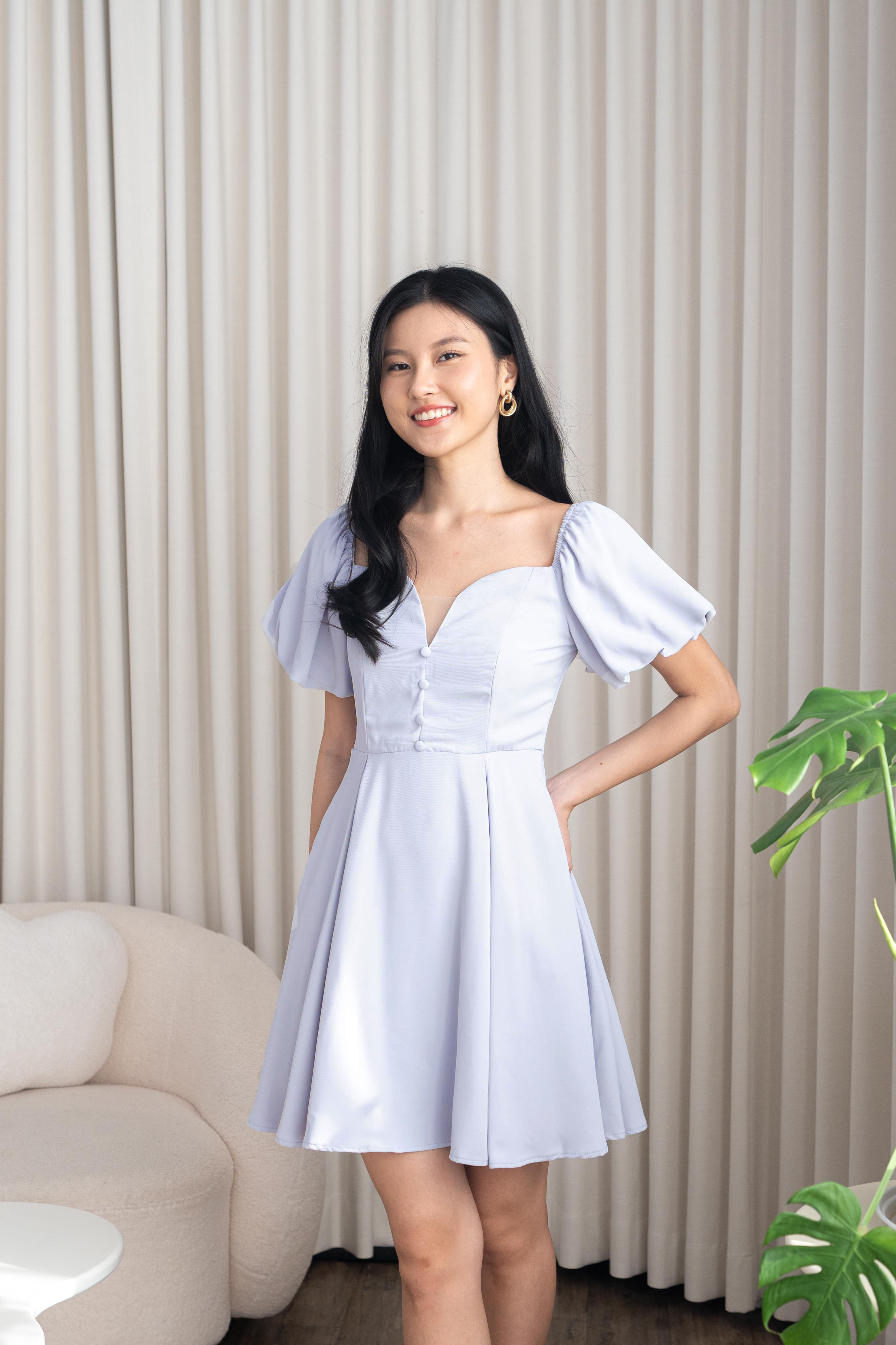 Ivy Mesh Front Dress In Blue | Wardrobe of Joy